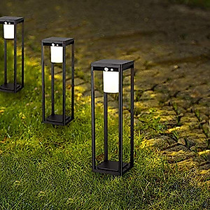 BRIMMEL Outdoor Solar Floor Lamp Solar Powered Patio Landscape Garden Motion Sensor Aluminum Path Light for Deck Balcony Yard Cordless Rechargeable Ip44 Waterproof Super Bright, Black 20" SG601057