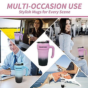 SEYGA 24 oz Insulated Tumbler with Handle |Spill Proof| Coffee Mug Travel Car Thermos Cup Water Bottle for Sport,Office,Ice Drink,Hot Beverage (Blue black)