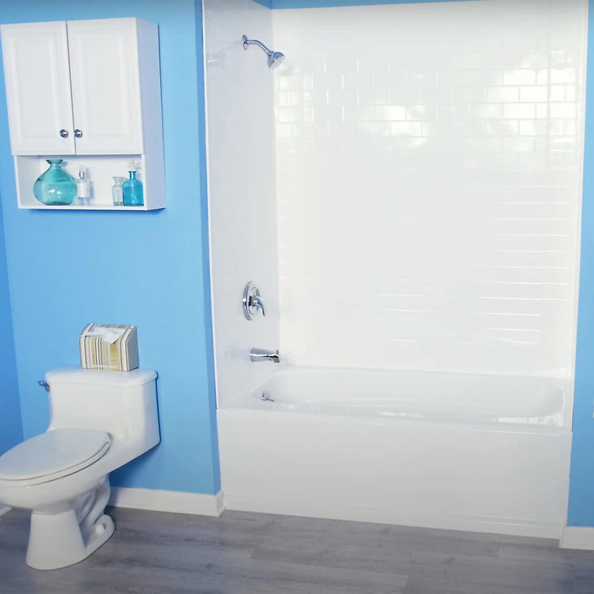 From Plain To Beautiful In Hours 133-WT-SUB-KIT Subway Tub and Shower Wall Panels Surround, Gloss White, 96 Square Feet