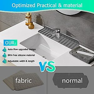 Gigabaskets14-inch Slope Auto-flow Kitchen Sink Splash Guard, Silicone Sink Protectors, Drip Catcher Tray & Draining Pad Mat, Keep Kitchen/Bathroom/RV Faucet Counter Dry & Clean Gadget Accessories