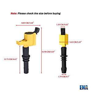 ENA 8 Yellow Ignition Coil Pack and Platinum Spark Plug Set Compatible with Lincoln Ford Expedition F150 F250 F350 F450 F550 Super Duty Mark Navigator 5.4L 6.8L Replacement for FD508 SP515 SP546 DG511