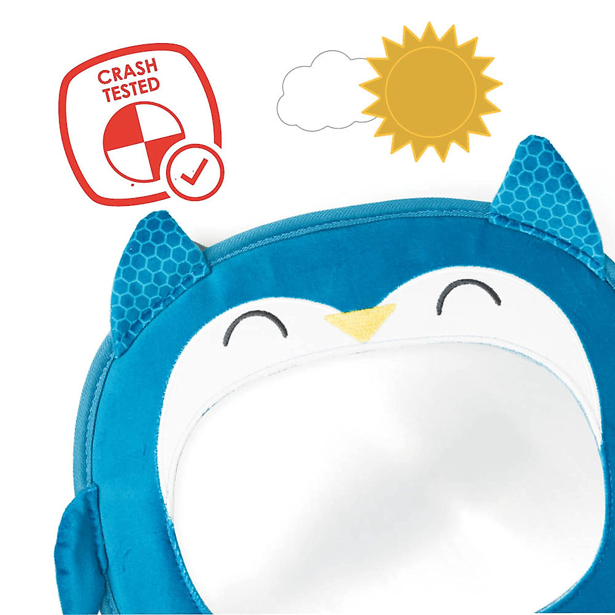 Diono Easy View Owl Character Baby Car Mirror, Safety Car Seat Mirror for Rear Facing Infant, Fully Adjustable, Wide Crystal Clear View, Shatterproof, Crash Tested