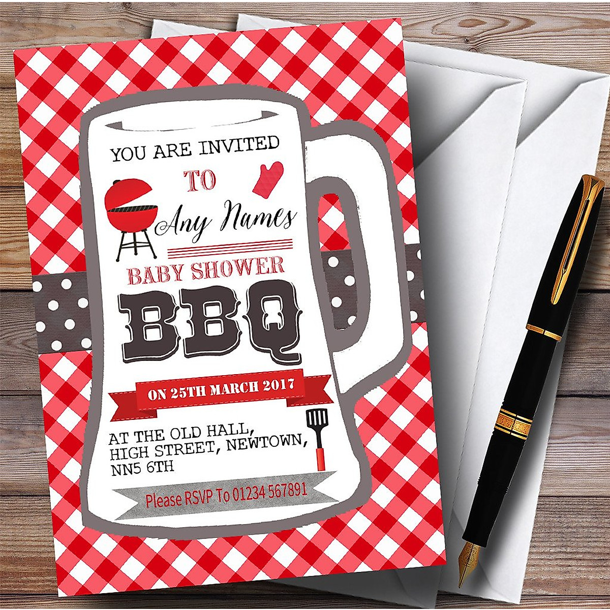 Pint Glass BBQ Invitations Baby Shower Invitations