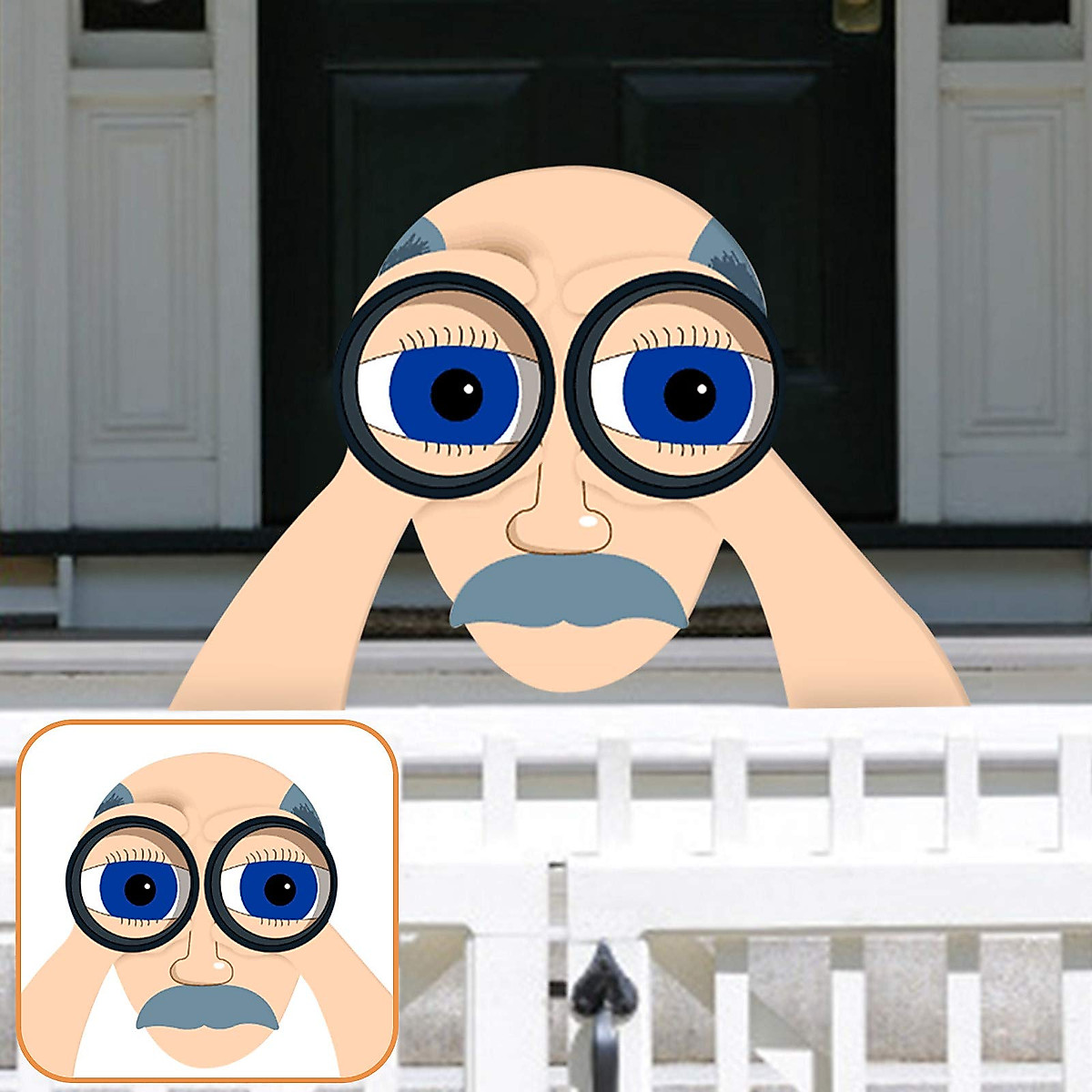 Nosy Old Man & Lady Fence Peeker Decorations Outdoor Grumpy Neighbor Couple Over Fence 11" Cute Garden Fence Yard Sign Ornament,Lifelike Backyard Fence Peeking Neighbor Couple Yard Art Decor (Man)