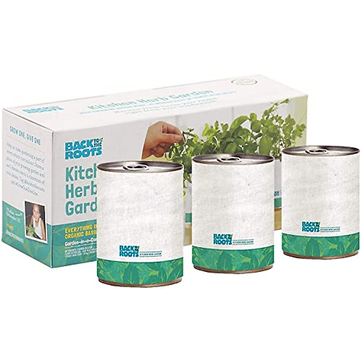 Back to the Roots New Kitchen Garden Complete Herb Kit Variety Pack of Basil, Mint, and Cilantro Seeds