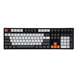 Mistel X-VIII Mechanical Keyboard with Cherry MX Blue Switch,Orange/Black Letter Gloaming PBT DoubleShot Keycap, Full Size Ergonomic Gaming Keyboard for Laptop/Desktop, USB Type-C, Macro Support