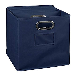 Niche Cubo Set of 6 Foldable Fabric Storage Bin with Label Holder- Blue