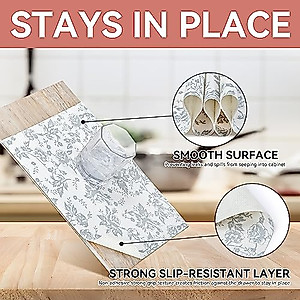 RAY STAR Shelf Liner, 12 Inch x 10 Feet Non Adhesive Silver White Golden Floral Cabinet Liner for Pantry Drawer Vanity, Strong Grip Non Slip Waterproof, Shelf Liners for Kitchen Cabinets