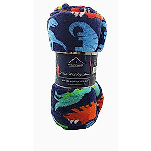 FAITH, HOPE, LOVE HOME DÉCOR Summertime Whimsy Plush Fleece Kid Throw Blanket (50" X 60") - Dino Time - Soft Dinosaur Throw Blanket - for Boys and Girls and Kids of Any Age