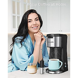 Famiworths Iced Coffee Maker with Milk Frother, Hot and Cold Single Serve Coffee Maker for K Cup Pod and Ground, Compact Coffee Machine 2 in 1 with Descaling Reminder and Self Cleaning