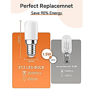 PURSNIC C7 LED Bulb, 15 Watt Light Bulbs Equivalent(1.5W), Daylight White 5000K, S6 Mini LED Bulb E12 Candelabra Bulb, Small Light for Salt Lamp Bulbs, LED Night Light Bulbs for Bedroom, 6 Pack