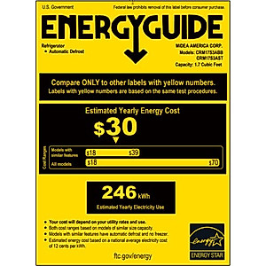 COMFEE' 1.7 Cubic Feet All Refrigerator Flawless Appearance/Energy Saving/Adjustale Legs/Adjustable Thermostats for home/dorm/garage [black]