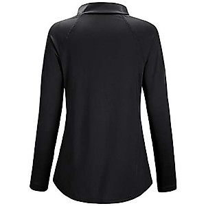 Cestyle Hiking Shirts Women, Ladies Sun Protective Clothes Long Sleeve Quick Dry Lightweight Outdoor Performance Vacation Running Workout Tops Relaxed Fit Black X-Large