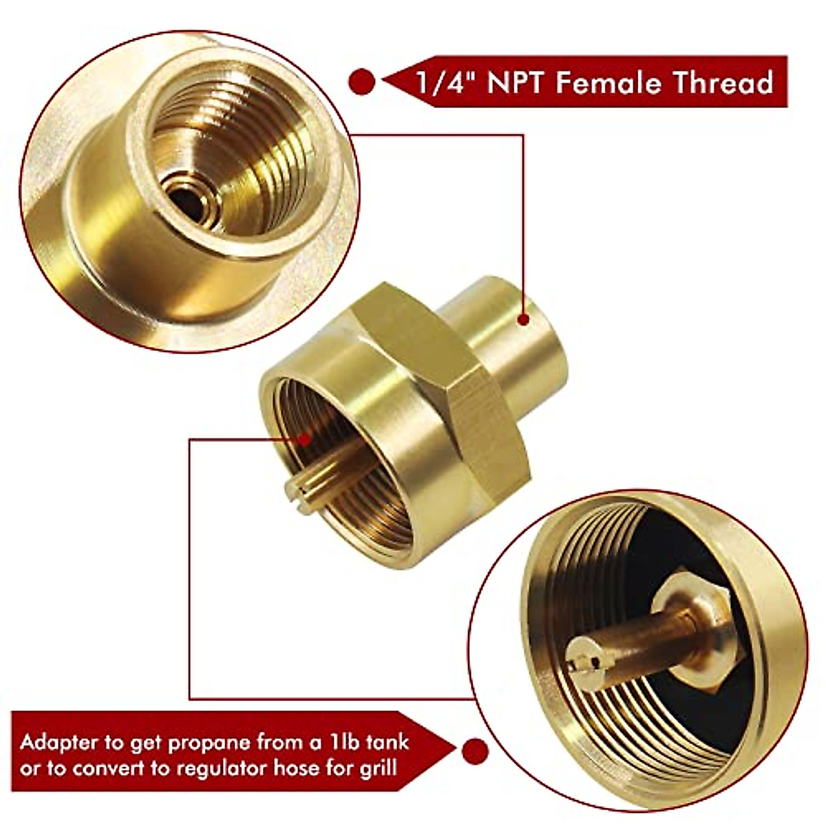 MENSI 1LB Propane Gas Bottle Refill Adapter with 1/4" Female NPT Thread Gun Accessories (1LB Bottle Connection to 1/4" NPT Female)