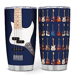 wowcugi Guitar Gifts Electric Guitar Tumbler Guitarist Gifts Stainless Steel Insulated 20oz Coffee Cups For Men Women Musician Lovers Players Christmas Birthday Accessories Gift