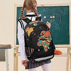 ZRWLUCKY World Map and Flags Casual Daypack Classical Travel Backpack Durable Computer Bag 2023