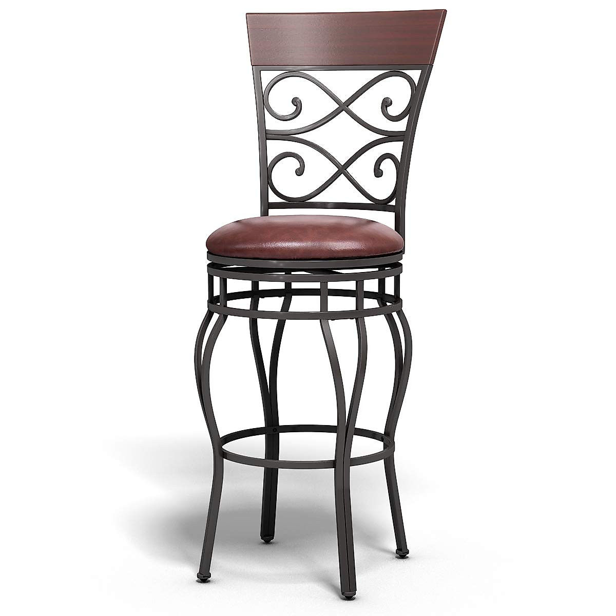 COSTWAY Bar Stools Set of 2, 360 Degree Swivel, 30" Bar Height Bar Stools, Leather Padded Seat Bistro Dining Kitchen Pub Metal Chairs with Back for Kitchen Island (Set of 2)