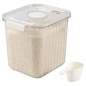 Eagrye 22 Lbs Large Rice Storage Container with Measuring Cup, Clear Pets Food Bin with Seal Locking Lid, Dry Food Flour Bin for Rice, Flour, Pet Food, Baking Supplies