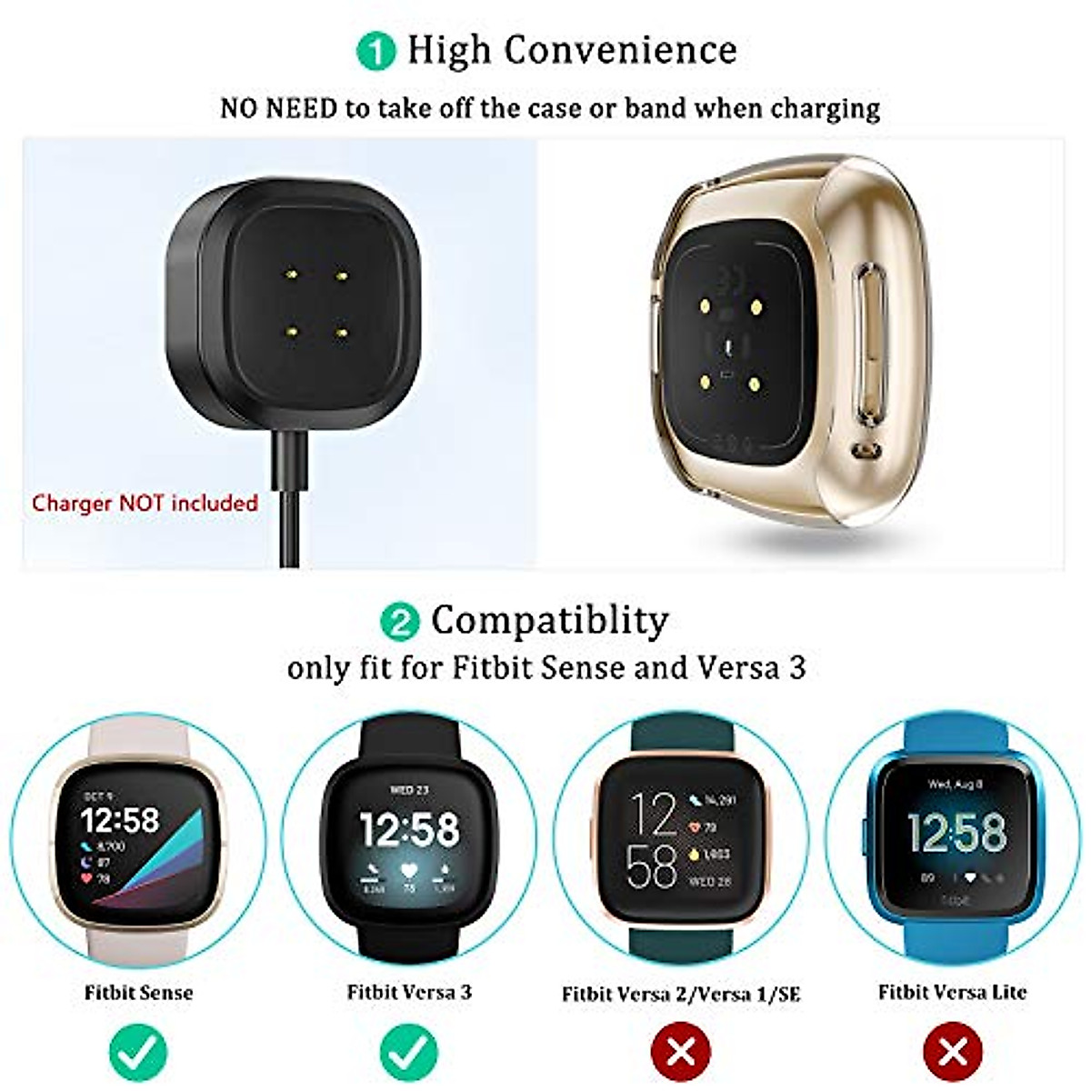 Maledan Compatible with Fitbit Versa 3 and Sense Screen Protector, 3 Pack Clear Ultra Thin Full Protective TPU HD Protector for Fitbit Sense/Versa 3 Case Cover Accessories and Bands Women Men