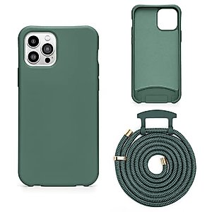 Lawonda 2-in-1 Crossbody Cell Phone Case Detachable Strap Adjustable Rope Lanyard Shockproof Protective Moblie Phone Case Compatible with iPhone SE Green