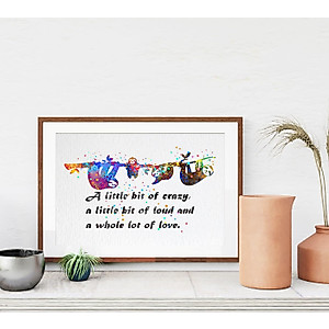 Dignovel Studios 8X10 Unframed Sloth Family of Four Family Motherhood Watercolor Art Print Poster Wall Art Nursery Kids Office Home Decor DN605