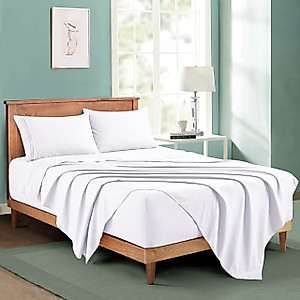 Manyshofu Extra Deep Pocket Queen Sheet Sets - Hotel Luxury 1800 Thread Count Sheets & Pillowcases - Microfiber Bedding Set up to 24" Mattress - Pure White Bed Sheets 18-24 Inch Deep Pockets - 4 Piece