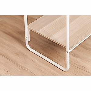 IRIS USA Clothing Rack, Clothes Rack with 4 Wood Shelves, Freestanding Clothing Rack, Easy to Assemble Garment Rack, Standing Metal Sturdy Clothing Rack, Small Space Storage Solution, White