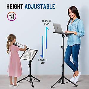 CAHAYA Projector Tripod Stand Adjustable: Height 26 to 51.5in Projector Laptop Stand Portable Multifunctional DJ Rack Stand for Outdoor Movies Computer Book DJ Equipment CY0331