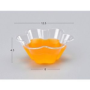 Qixivcom 30 Pcs Clear Plastic Ice Cream Dessert Bowls Dessert Cups Snack Bowl Flower shaped Ice Cream Cup Sundae Bowl Disposable Plastic Dessert Bowl Salad Party Favor Cake Holder Bowl,Pack of 30