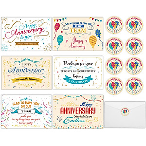 72Sets Employee Anniversary Cards Business Employee Thank You Cards Encouragement Work Team Greeting Cards 6 Different Design Card Notecards Staff Appreciation Anniversary Cards including 36Pcs