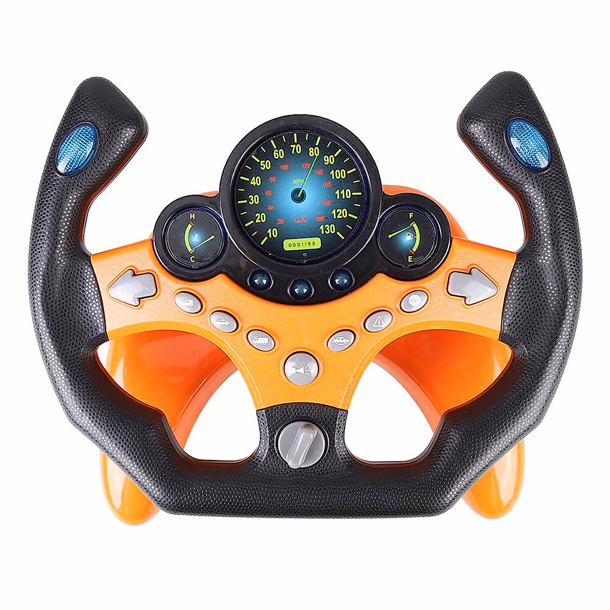 Coherny Steering Wheel Toy Driving Controller Portable Driving Copilot Toy Educational Sounding Toy Gift Driving Wheel with Music for Kids (Orange)
