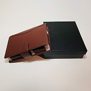 Playing Card Case - Fits Two Decks - Vegan Leather - Space for Pen and Notepad - Poker Case (Brown)