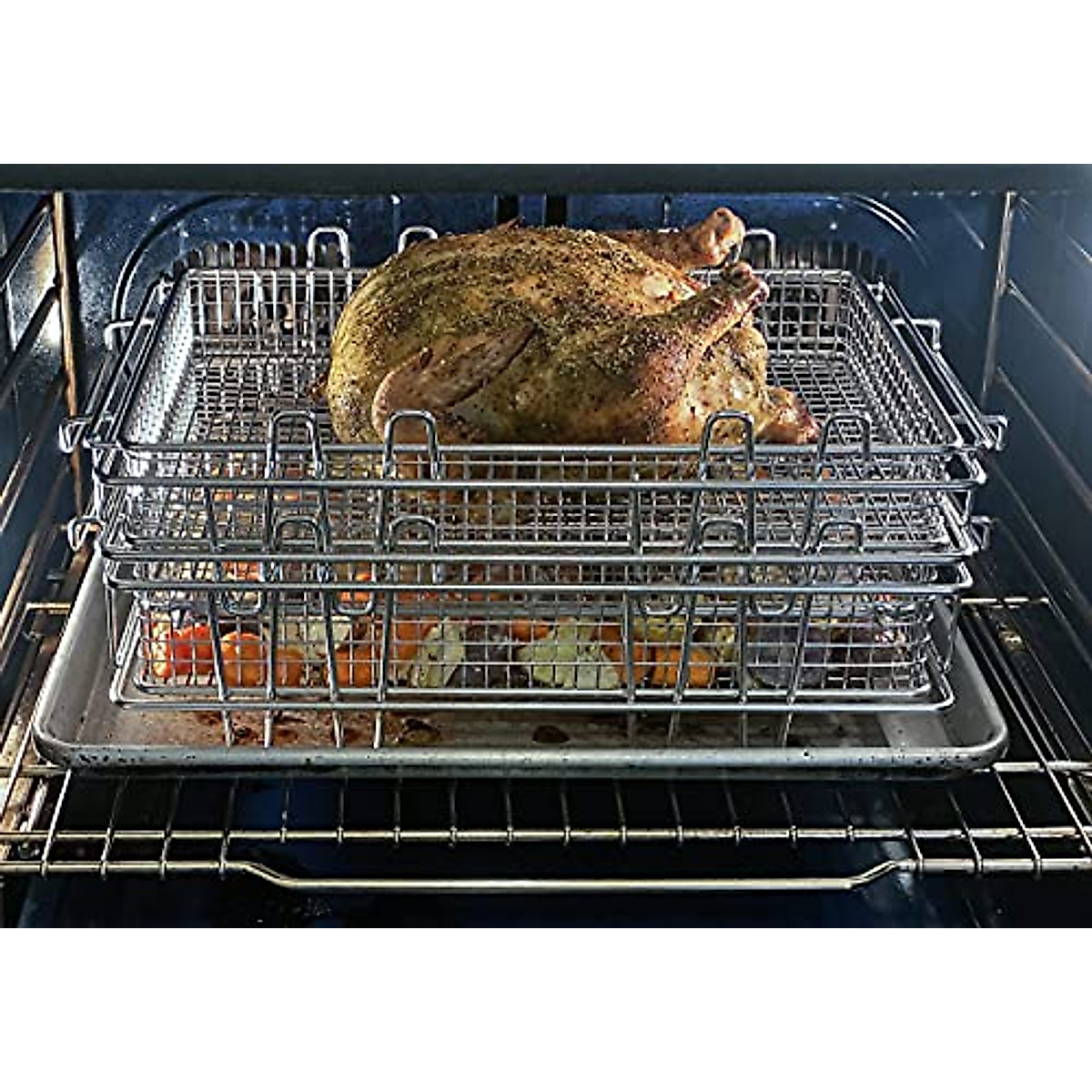 Basquettes for Ovens and Grills - Air-Fry, Crisp, Roast, Rotisserie, Dehydrate, Grill, Smoke. Use as Air Fryer Tray, BBQ Accessory, Crisper. High-Capacity 6-Piece Basket Set