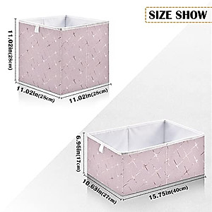 QUGRL Gold Rose Geometric Cube Storage Bins Organizer Stackable Pink Sparkles Glitter Clothes Storage Basket Box for Shelves Closet Cabinet Office Dorm Bedroom 11x11 in