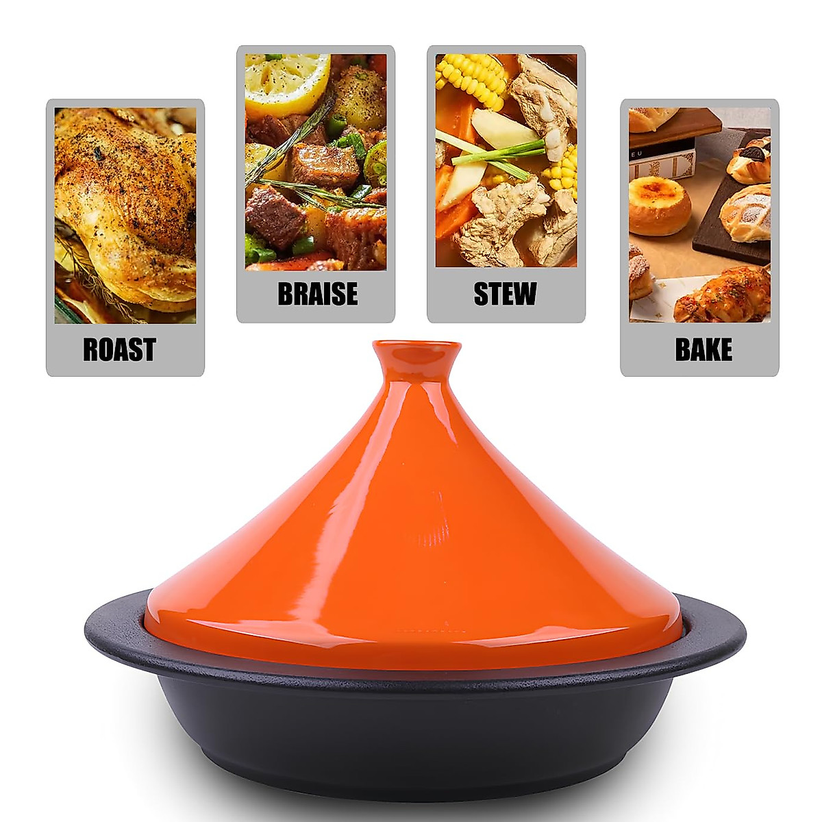 Xgxoz Enameled Cast Iron Tagine Pot Ceramic Tajine Cooking Pot with Ceramic Lid, for Stew Casserole Slow Cooker