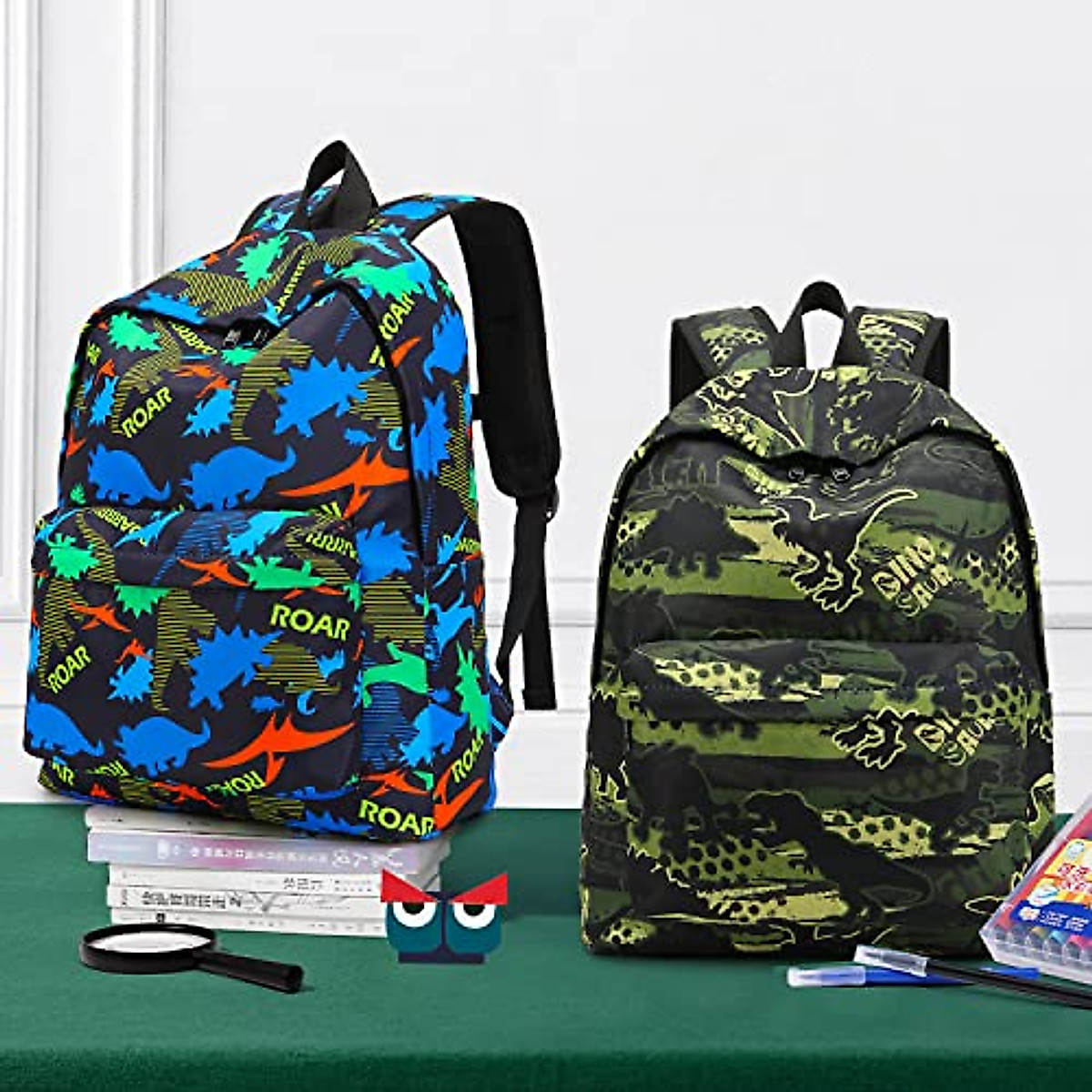 willikiva Cute Dinosaur Kids School Backpack for Girls Boys Waterproof Kindergarten Preschool Bookbags(Camo Dinosaur)