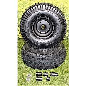 (Set of 2) Matte Black Universal Fit 15x6.00-6 Tires & Wheels 4 Ply for Lawn & Garden Mower Turf Tires .75" Bearing