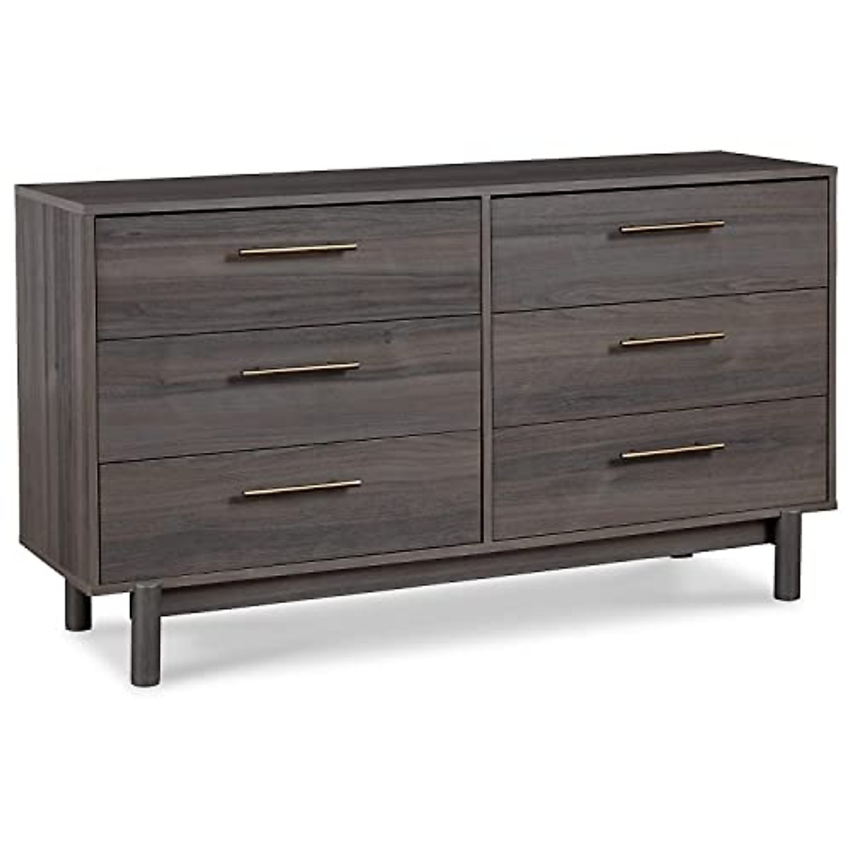Signature Design by Ashley Brymont Mid-Century Modern 6 Drawer Dresser, Dark Gray