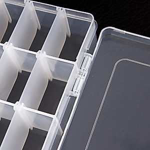 Snowkingdom Plastic Grid Box Storage Organizer Case for Display Collection with Adjustable Dividers - 3 Pack (1pc 36 Grids + 2pc 15 Grids) - Free Letter Stickers