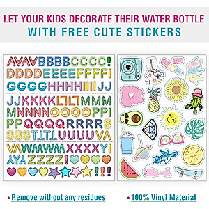 CHILLOUT LIFE 12 oz Kids Insulated Water Bottle for School with Straw Lid Leakproof and Cute Waterproof Stickers, Personalized Stainless Steel Thermos Flask Metal Water Bottle for Girls & Boys
