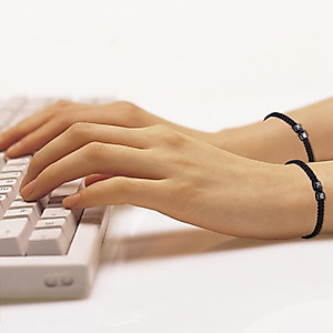 Initial Bracelets for Women Teen Girls, Initial A-Z Heart Letter Charm Bracelets Handmade Adjustable Rope Bracelets for Mother's Day Graduation Gifts Personalized Birthday Gifts (Black, A)