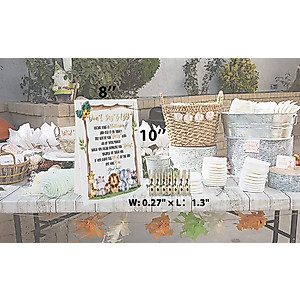 Don't Say Baby Baby Shower Game, Don't Say Baby Sign(Sign 8x10 Inch), Safari, 1 Standing Sign + 50 Clothespins(ds33)