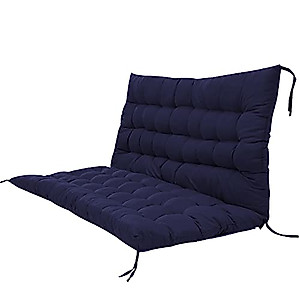 Hruile Replacement Cushion for Outdoor Patio Swing, 2-3 Seater Bench with Backrest, 3 Inch Thick Seat Sofa Pad Settee Ties,59x40in,Blue
