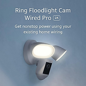 Ring Floodlight Cam Wired Pro with Bird’s Eye View and 3D Motion Detection, White