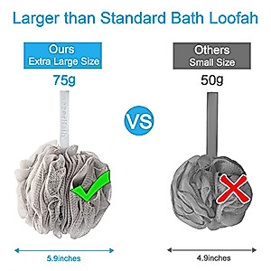 AmazerBath Bath Shower Loofah Sponge Exfoliating Body Scrubber 75g/PCS Pouf Bath Sponges- Set of 4, Neutral Colors