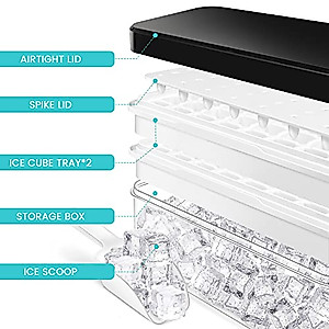 Ice Cube Tray,Ice Trays for Freezer with Lid and Bin,Ice Cube Trays for Freezer with 2 trays,Easy Release 64 pcs Ice,Ice Cube Molds,BPA Free