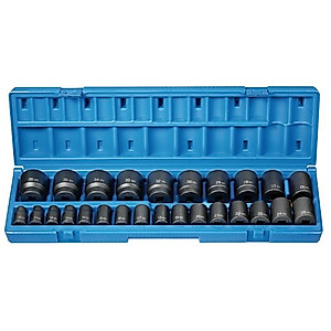Grey Pneumatic (1726M) 1/2" Drive 26-Piece 12-Point Standard Length Metric Socket Set