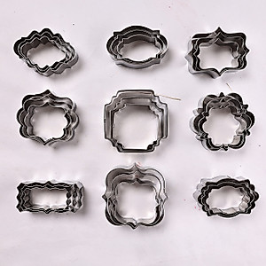 Plaque Frame Cookie Cutters Set -Different Frames Plaque and Tiles Cutter Molds for Making Fondant Cake Cookies Biscuit Fruit, Great for Wedding Mother's Day and Birthday Party Decorations (27 Pcs)