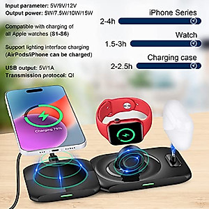 4 in 1 Magnetic Wireless Charger,Mag-Safe Charging Pad Compatible with iPhone 14 13 12 11/Pro/XS/XR/8,Samsung Galaxy,AirPods Pro, Apple Watch Fast Charger, Portable Charging Station(QC 3.0 Adapter)