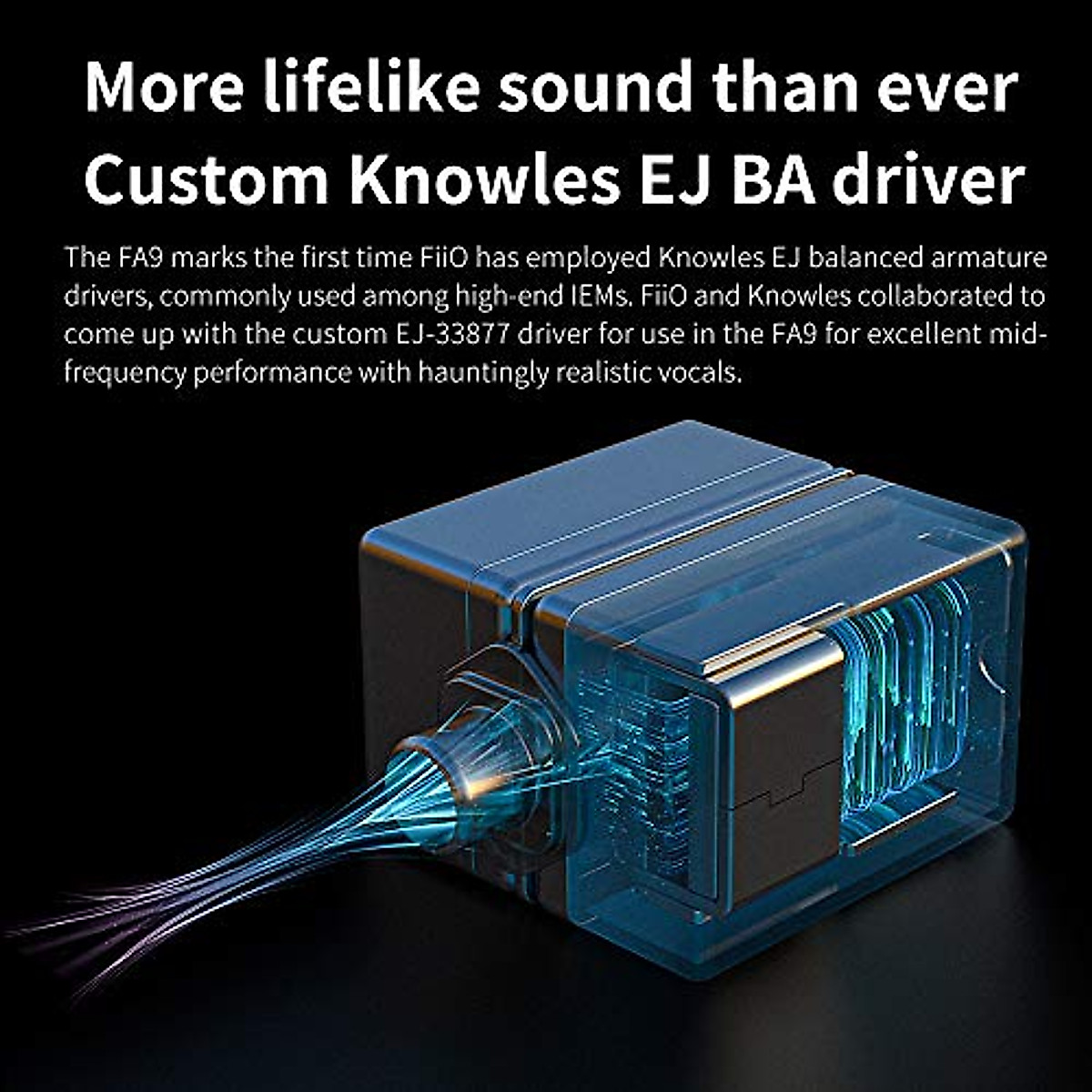 FiiO FA9 Earphone Wired Headphones in-Ear HiFi 6BA with Detachable MMCX monocrystalline Silver-Plated Copper Cable DLP Hi-Res for Smartphones/PC/Laptop/Tablet (Clear)